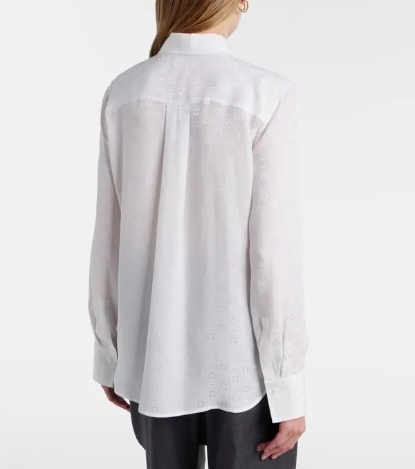 FERRAGAMO Gancini Silk Crêpe Shirt - White