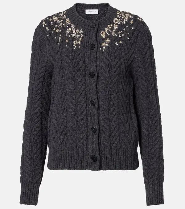 Alexander McQueen Embellished Wool And Cashmere Cardigan