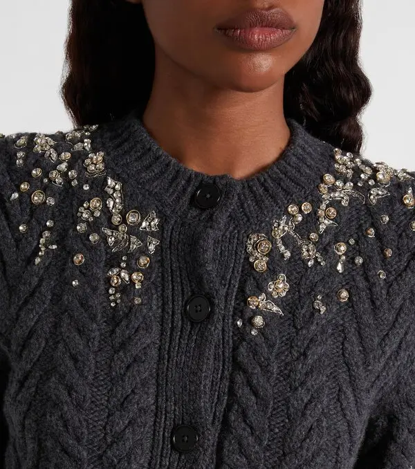 Alexander McQueen Embellished Wool And Cashmere Cardigan