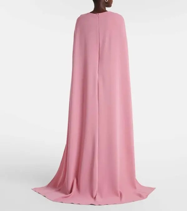 Oscar De La Renta Caped Silk-blend Georgette Gown