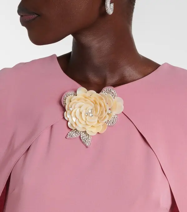 Oscar De La Renta Caped Silk-blend Georgette Gown