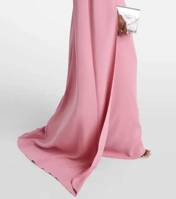 Oscar De La Renta Caped Silk-blend Georgette Gown