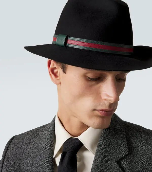 Gucci Web Stripe Wool Panama Hat