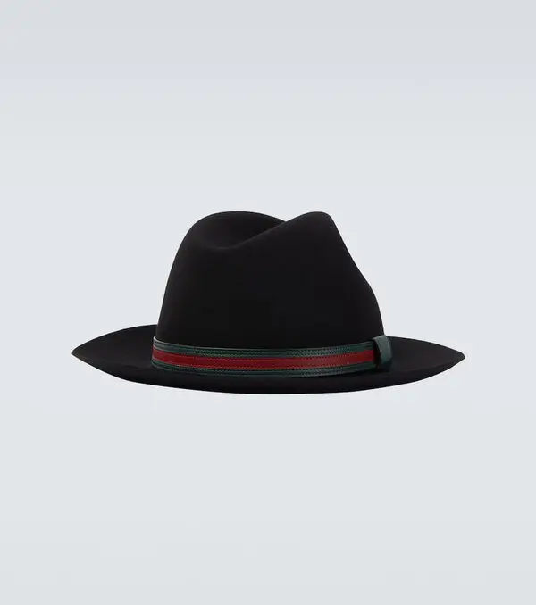 Gucci Web Stripe Wool Panama Hat