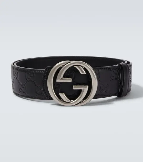 Gucci Interlocking G Leather Belt - Black