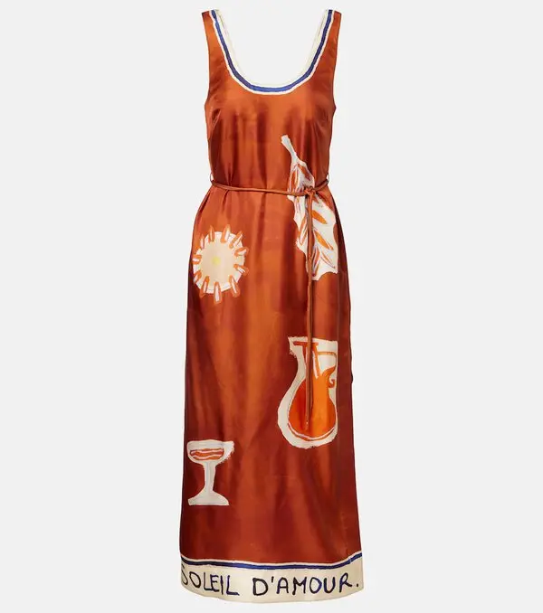 ALEMAIS Alémais X Lrnce Soleil D'amour Silk Midi Dress - Multicoloured