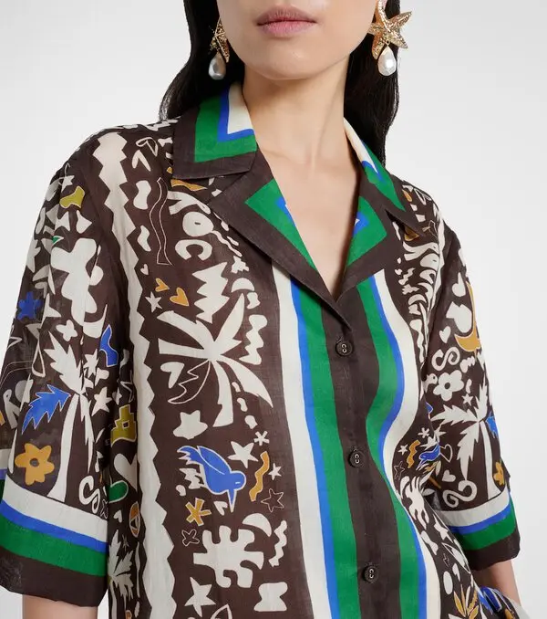 ALEMAIS Alémais Maroc Printed Oversized Ramie Shirt