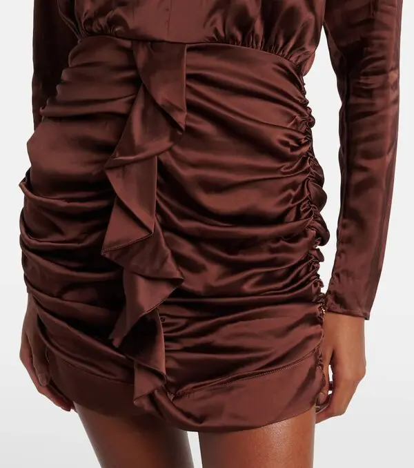 Poupette St Barth Ruffled Satin Mini Dress