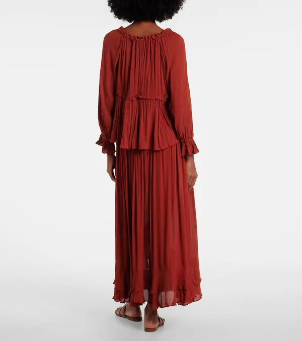 Poupette St Barth Neree Asymmetric Maxi Skirt - Red