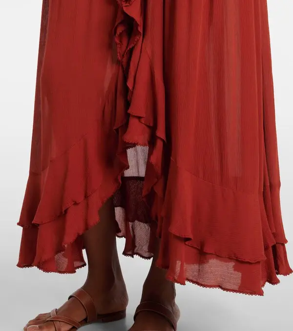Poupette St Barth Neree Asymmetric Maxi Skirt - Red