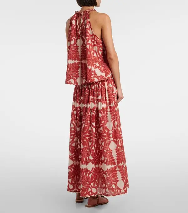 Poupette St Barth Carla Printed Cotton Maxi Skirt