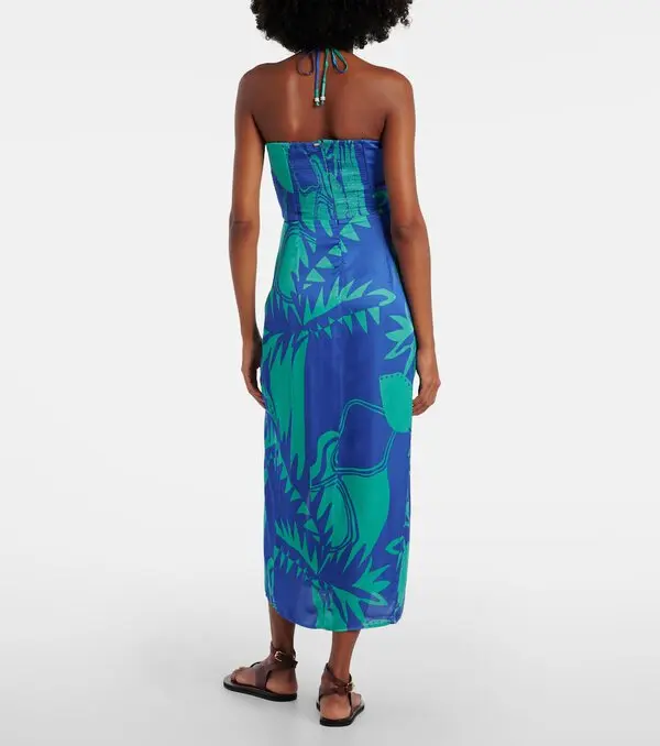Poupette St Barth Collina Printed Strapless Midi Dress