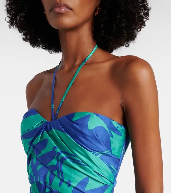 Poupette St Barth Collina Printed Strapless Midi Dress