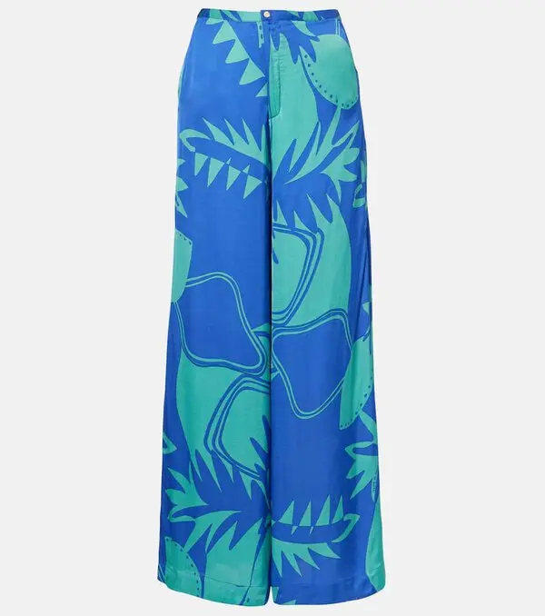 Poupette St Barth Clea Printed Wide-leg Pants - Blue