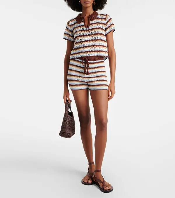 Anna Kosturova Striped Crochet Shorts - Multicoloured