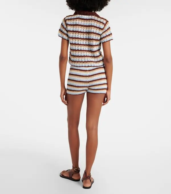 Anna Kosturova Striped Crochet Shorts - Multicoloured