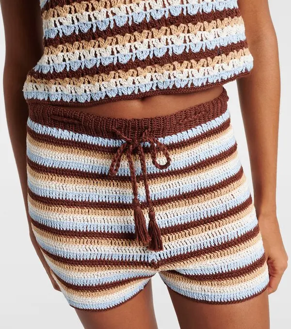 Anna Kosturova Striped Crochet Shorts - Multicoloured