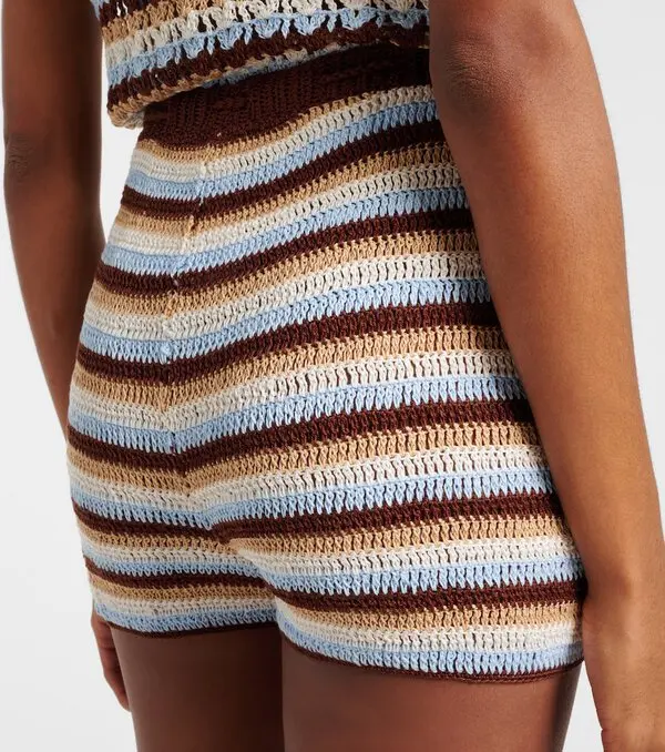 Anna Kosturova Striped Crochet Shorts - Multicoloured