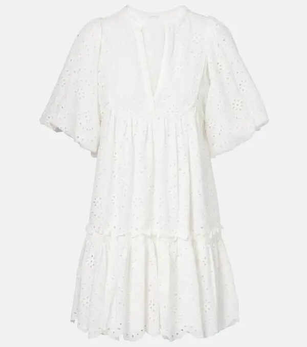 Poupette St Barth Cruz Broderie Anglaise Cotton Minidress - White