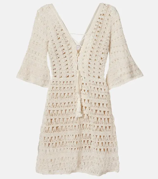 Anna Kosturova Crochet Cotton Minidress - White