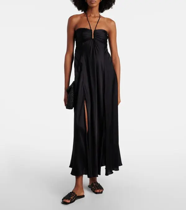 Poupette St Barth Halterneck Maxi Dress - Black