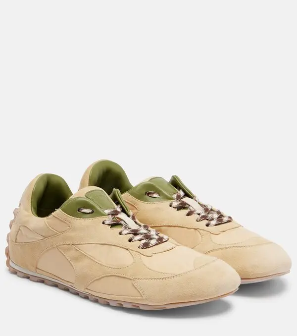 Bottega Veneta Orbit Flash Suede-trimmed Sneakers - Beige
