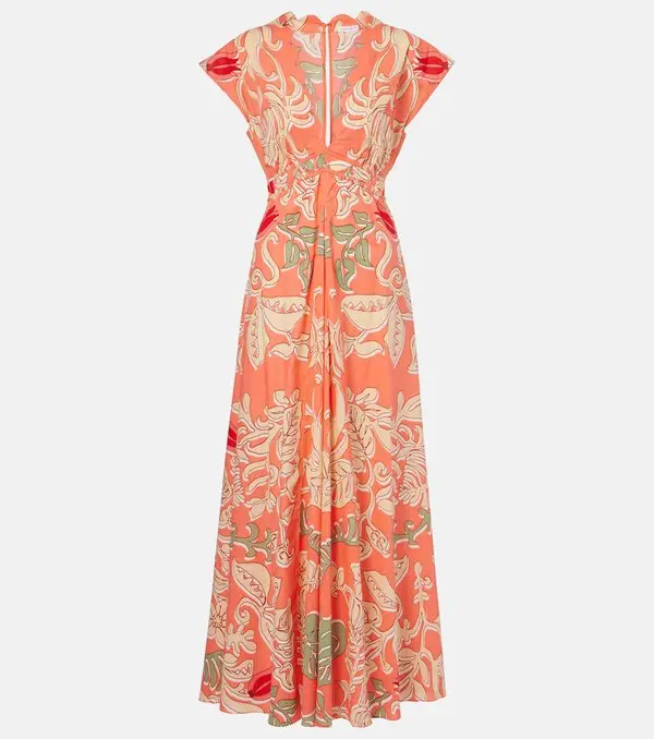 Poupette St Barth Noreen Printed Cotton Maxi Dress - Orange