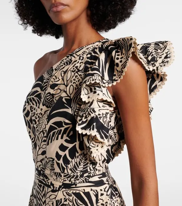 Poupette St Barth Corinne Ruffled Printed Minidress - Black