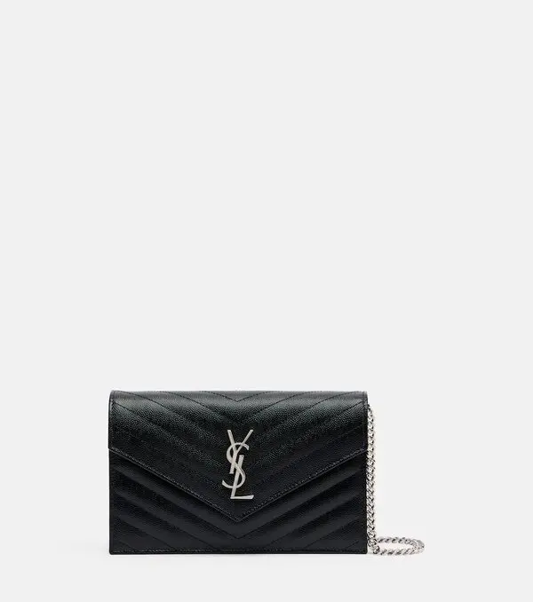 Saint Laurent Cassandre Envelope Small Wallet On Chain - Black