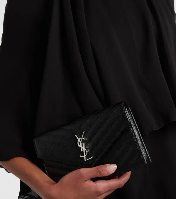 Saint Laurent Cassandre Envelope Small Wallet On Chain - Black