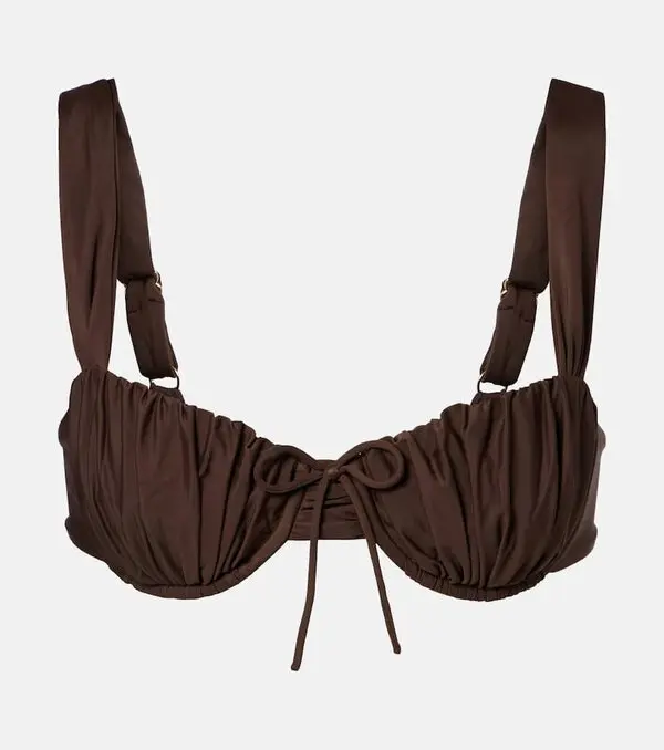 Faithfull The Brand Dinard Ruched Bikini Top - Brown