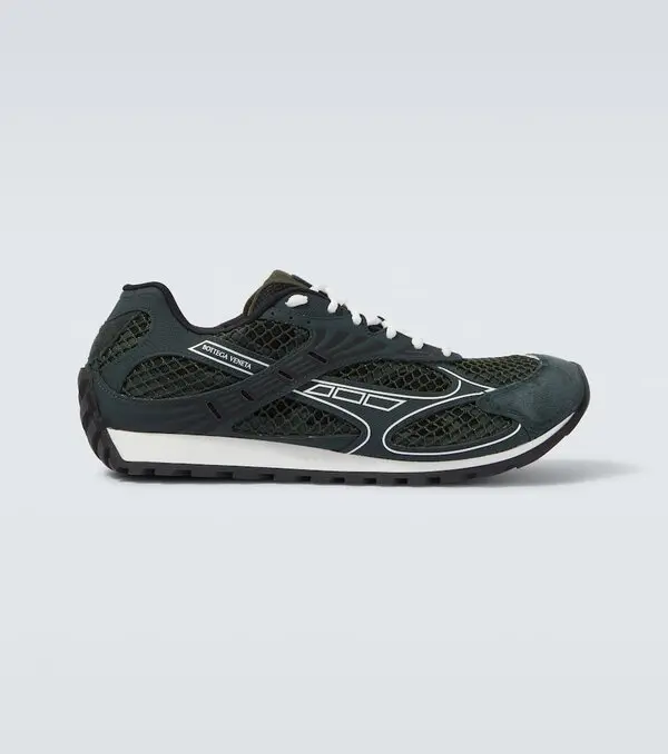 Bottega Veneta Orbit Suede-trimmed Sneakers - Green
