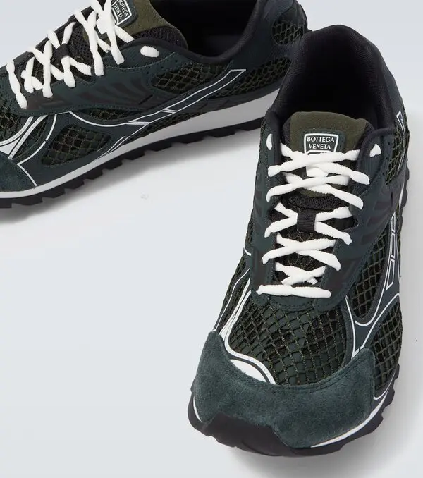 Bottega Veneta Orbit Suede-trimmed Sneakers - Green