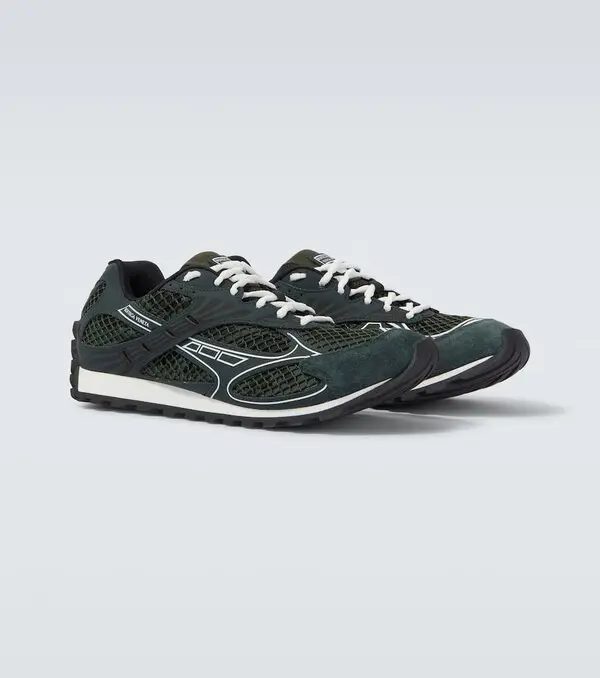 Bottega Veneta Orbit Suede-trimmed Sneakers - Green