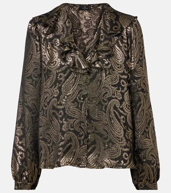 Etro Paisley Ruffled Silk-blend Blouse