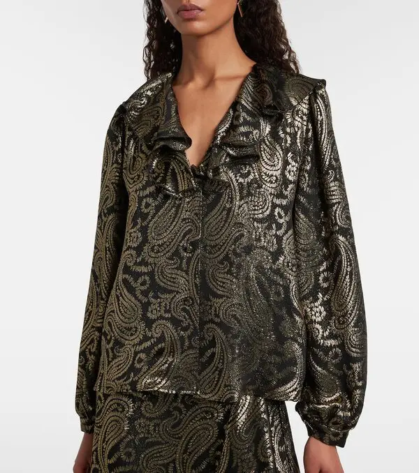 Etro Paisley Ruffled Silk-blend Blouse