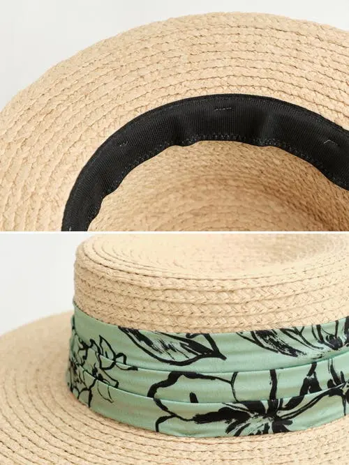 LOST PATTERN La Isla Straw Hat With Ribbon Band - Green