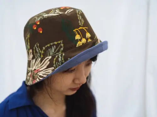 LOST PATTERN Cotton Reversible Bucket Hat