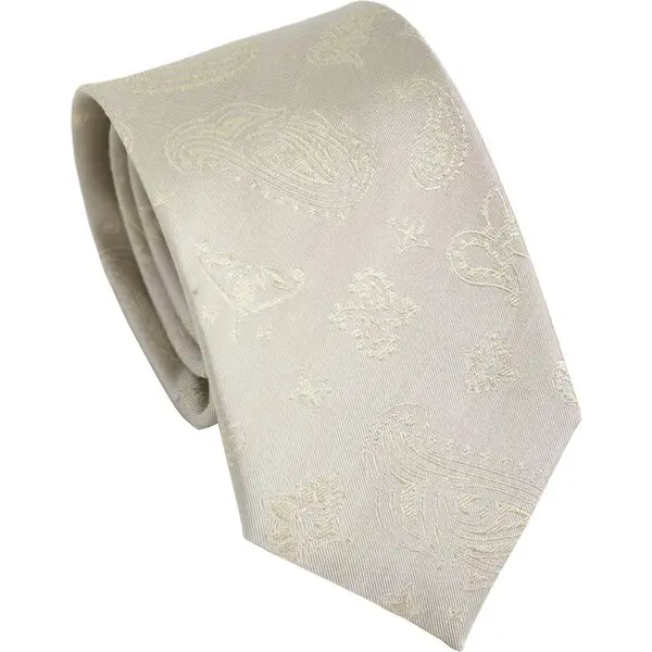 LOST PATTERN Paisley Silk Jacquard Neck Tie - Champagne
