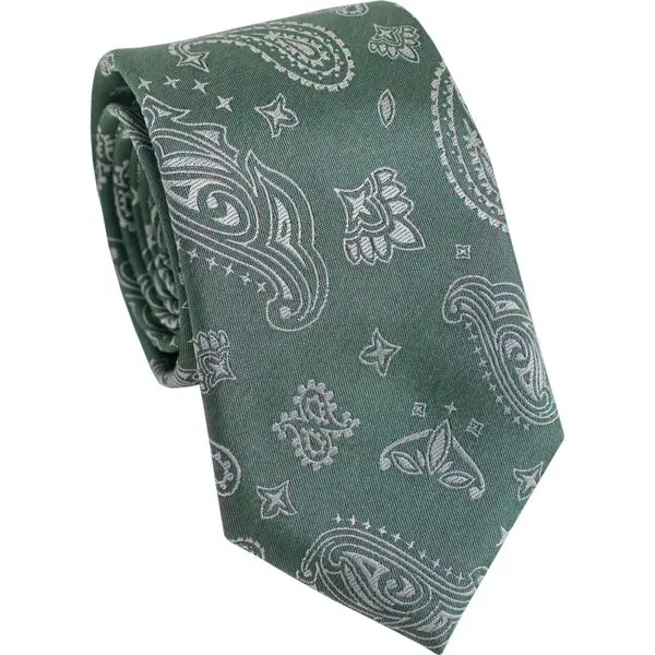LOST PATTERN Paisley Silk Jacquard Neck Tie - Green