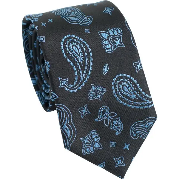LOST PATTERN Paisley Silk Jacquard Neck Tie - Midnight Blue