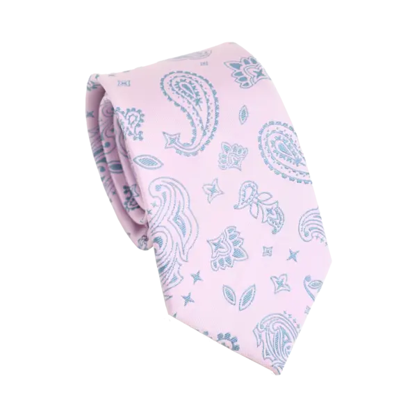 LOST PATTERN Paisley Silk Jacquard Neck Tie - Pink