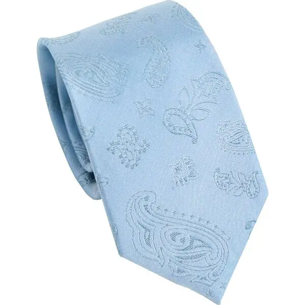 LOST PATTERN Paisley Silk Jacquard Neck Tie - Sky Blue