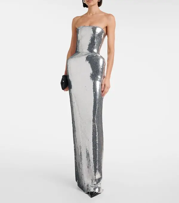 David Koma Sequin-embellished Bustier Gown