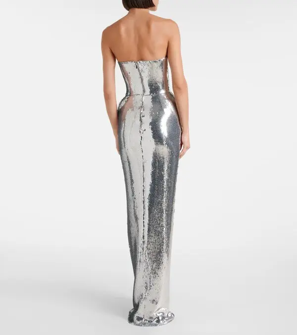 David Koma Sequin-embellished Bustier Gown