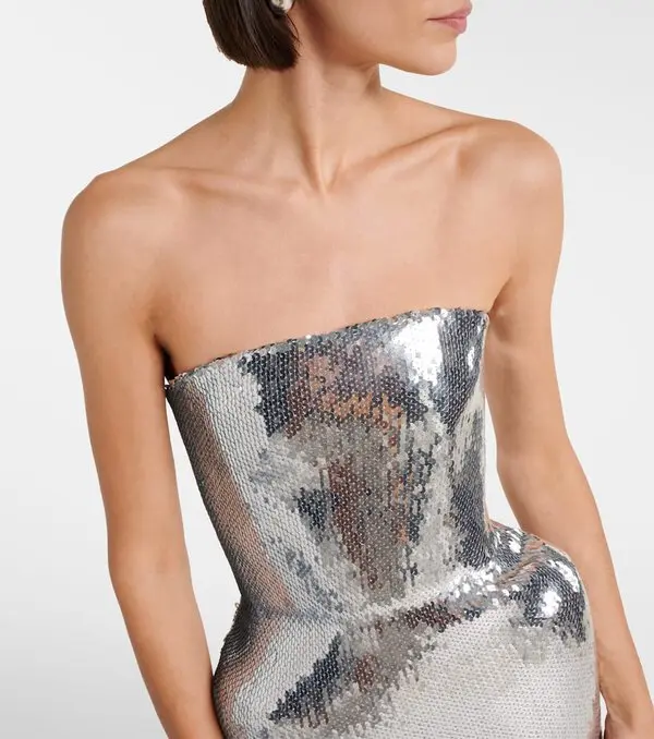 David Koma Sequin-embellished Bustier Gown