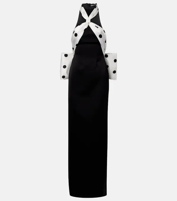 David Koma Polka-dot Halterneck Gown - Black