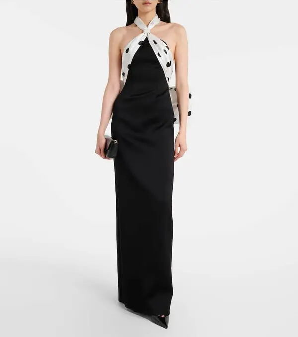 David Koma Polka-dot Halterneck Gown