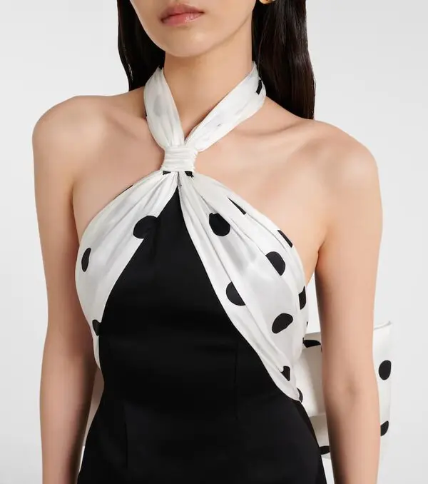 David Koma Polka-dot Halterneck Gown