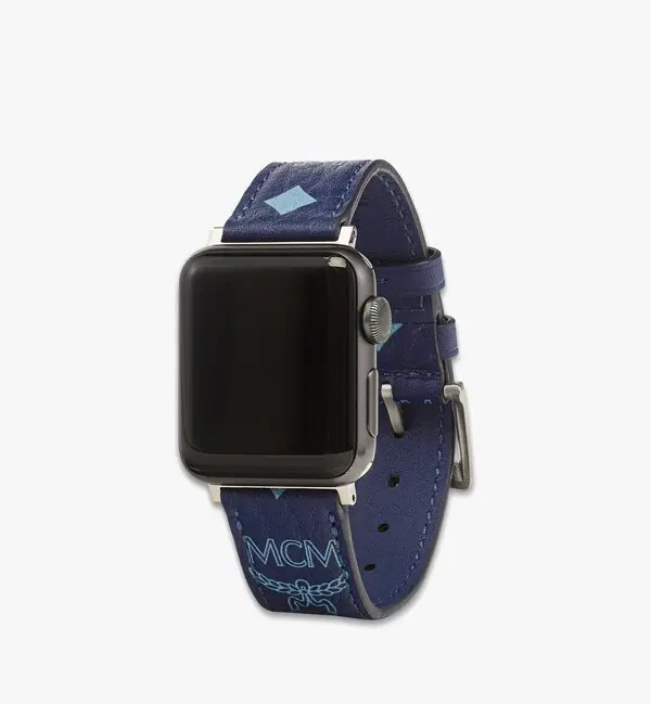 Mcm 38-41mm Visetos Apple Watch Band - Blue Visetos